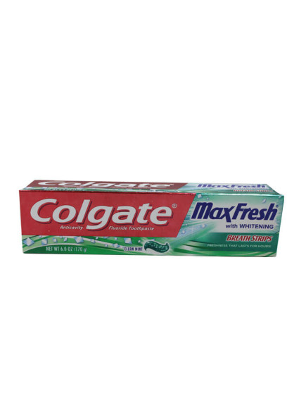Colgate Max Fresh 6 oz Toothpaste - With Whitening Breath Strips Clean Mint