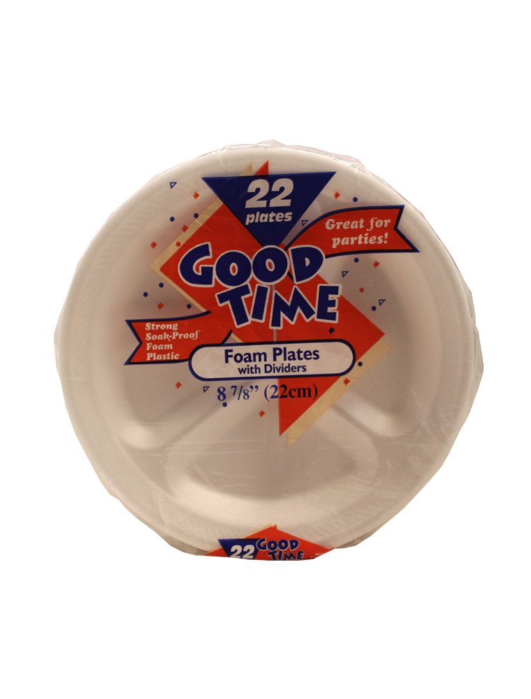 Good Time Foam Plates w/Dividers 22 ct