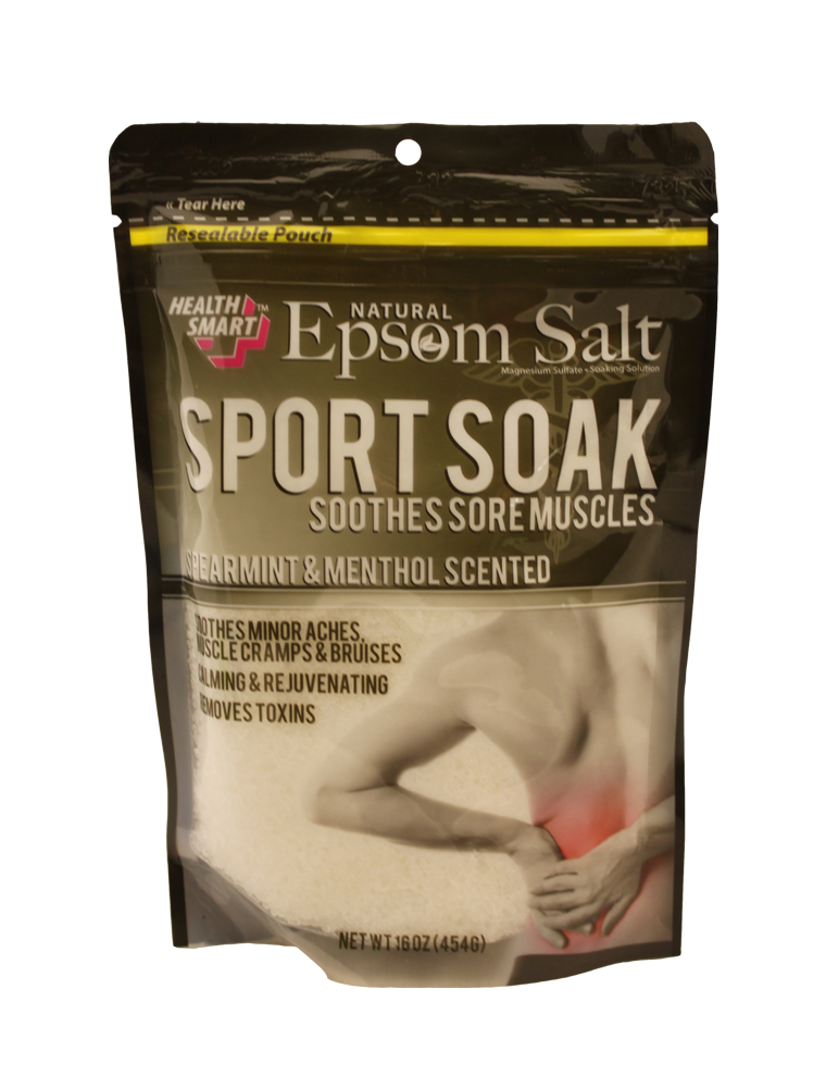 Health Smart Natural Epsom Salt 16 oz Bag - Sport Soak Spearmint & Menthol